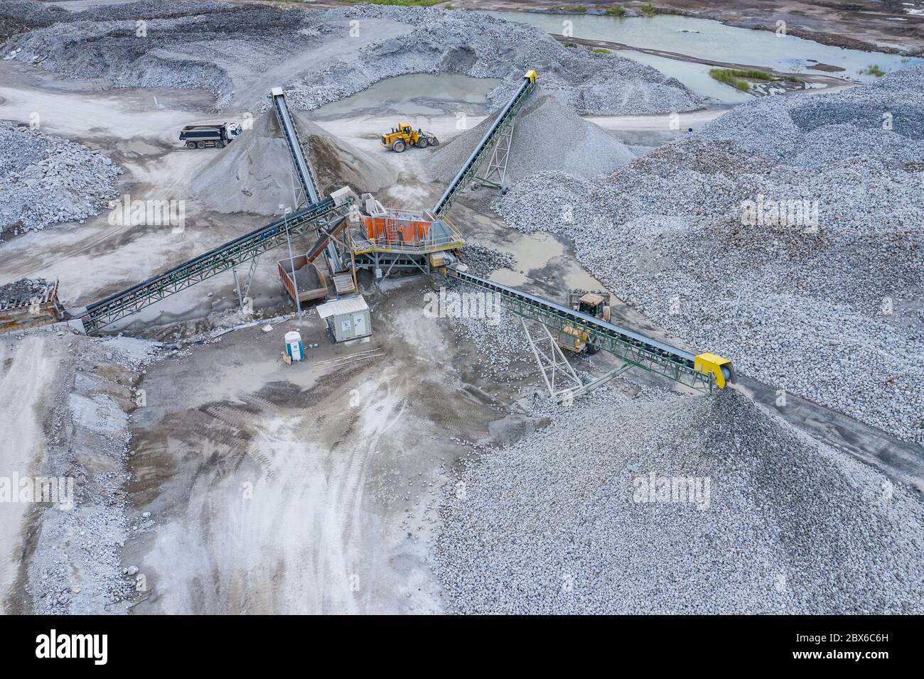 Open Pit Mine Top View. Aerial view of industrial mineral open pit mine ...