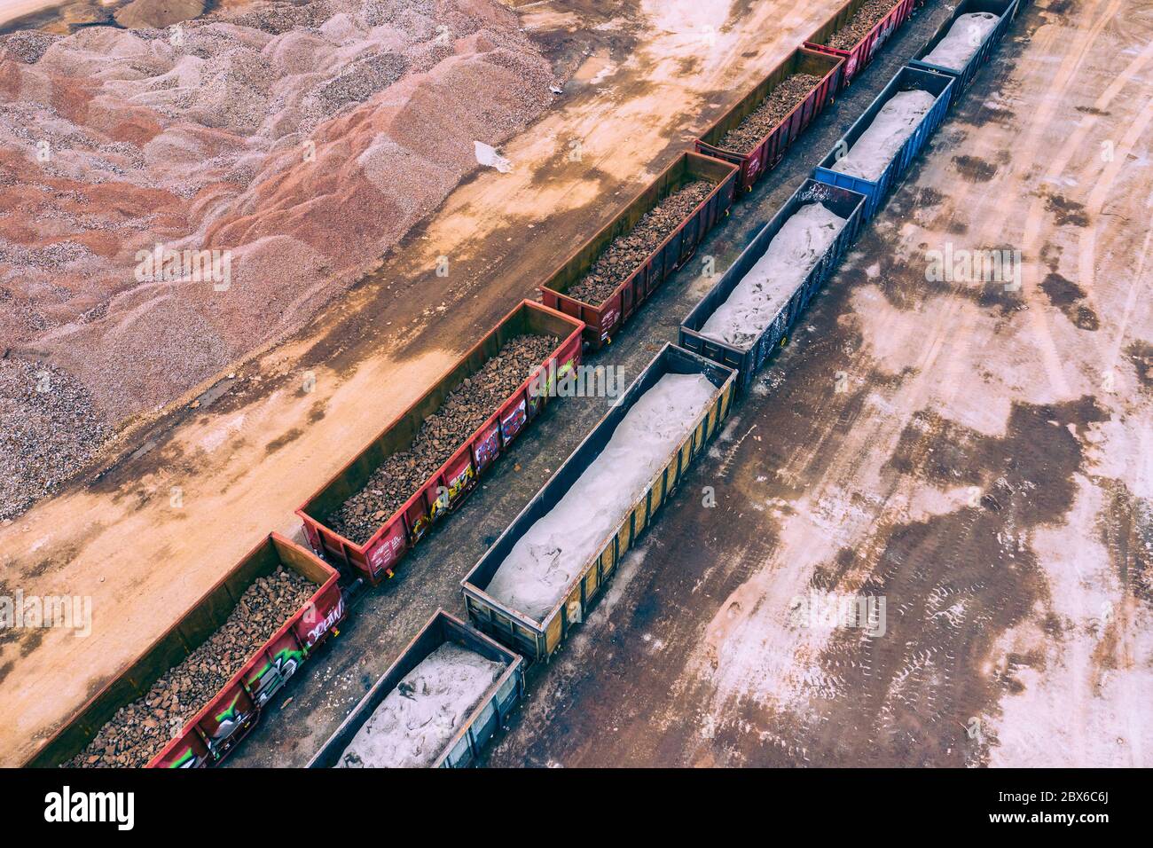 Open Pit Mine Top View. Aerial view of industrial mineral open pit mine ...