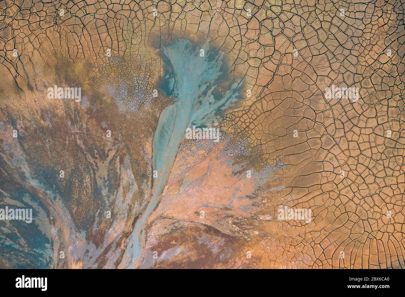 Drought Top View. Aerial view of a cracks in the ground. texture ...