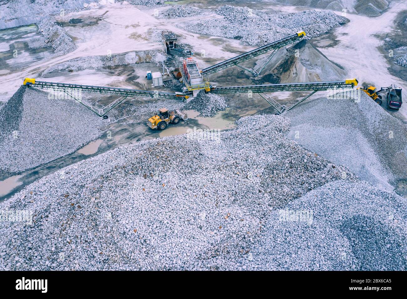 Open Pit Mine Top View. Aerial view of industrial mineral open pit mine ...