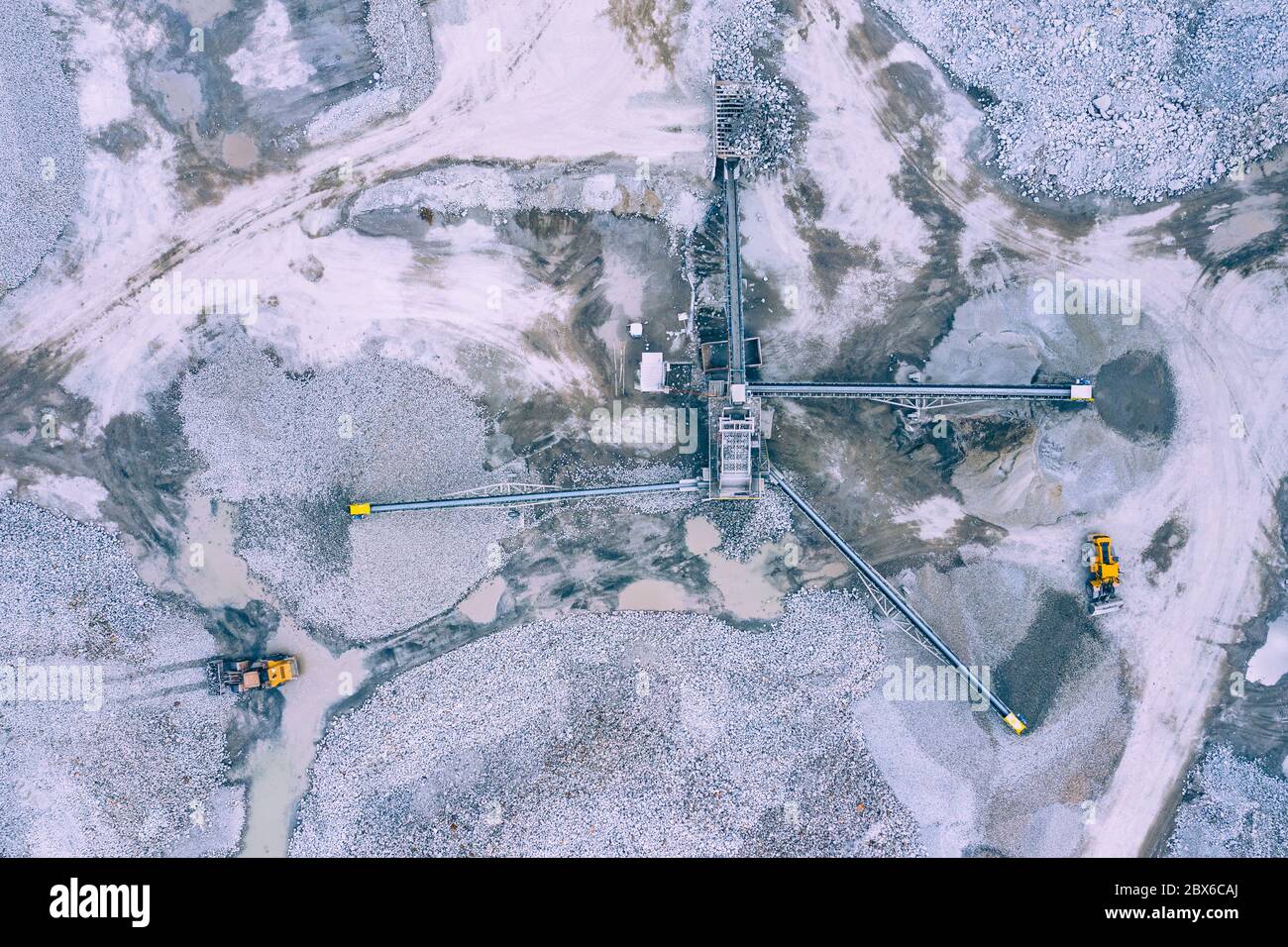 Open Pit Mine Top View. Aerial view of industrial mineral open pit mine ...