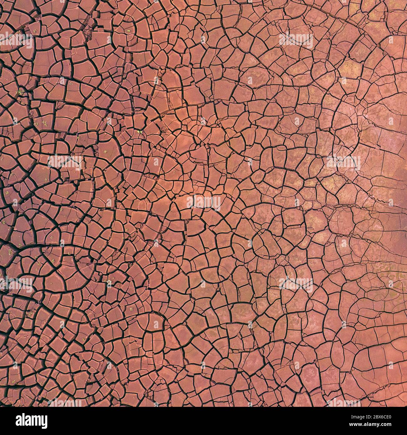 Drought Top View. Aerial view of a cracks in the ground. texture ...