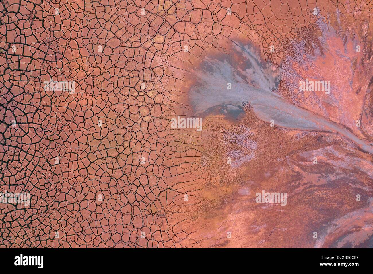 Drought Top View. Aerial view of a cracks in the ground. texture ...