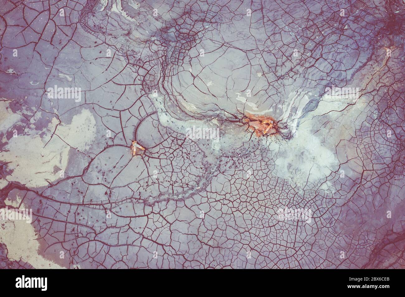 Drought Top View. Aerial view of a cracks in the ground. texture ...