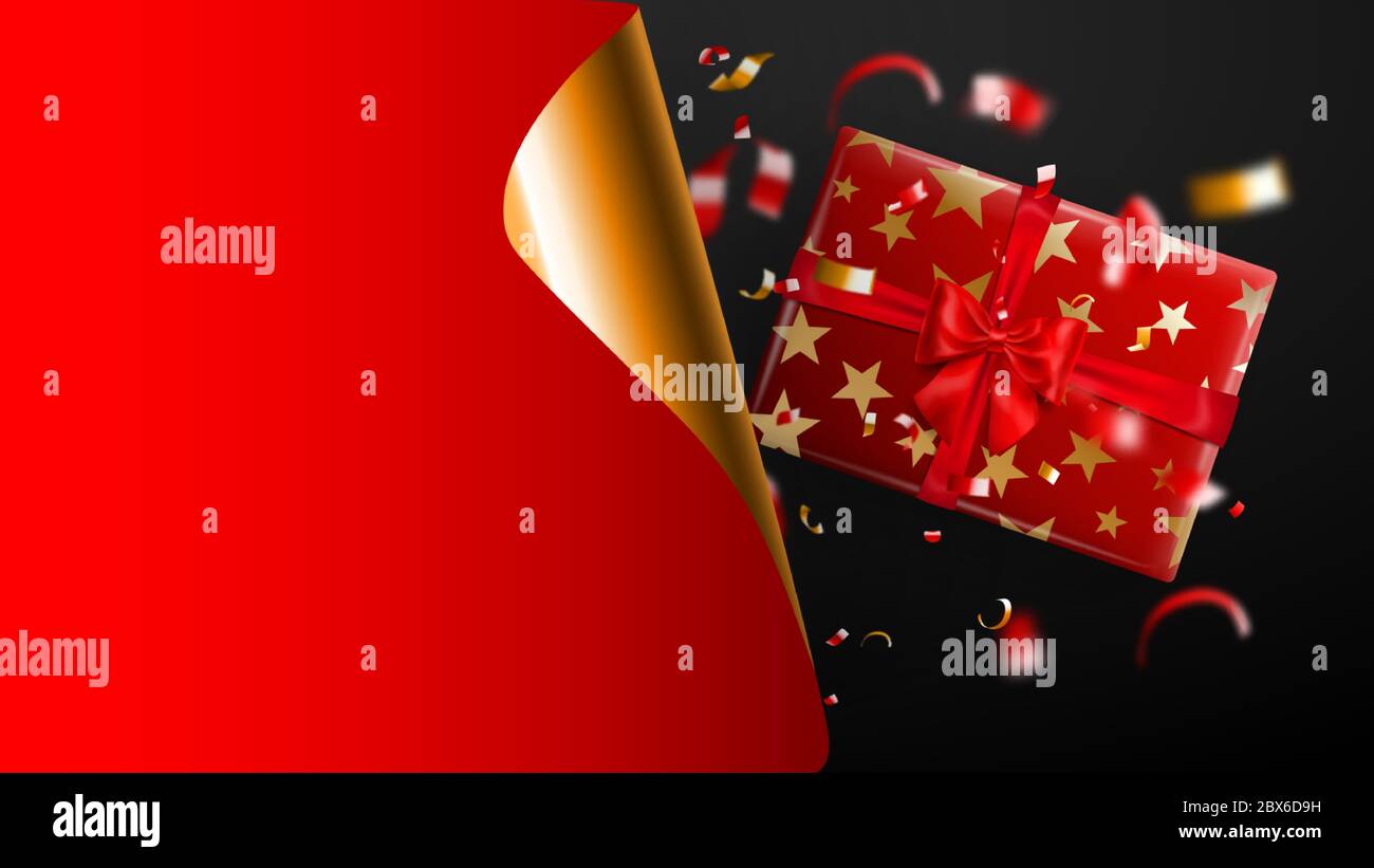 Black Friday sale banner. Golden curled paper corner and place for ...