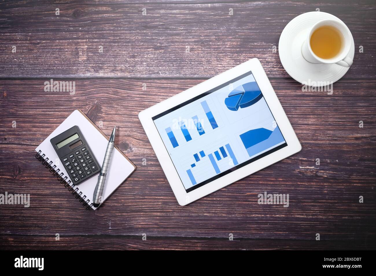Top view of financial chart display on digital tablet Stock Photo - Alamy