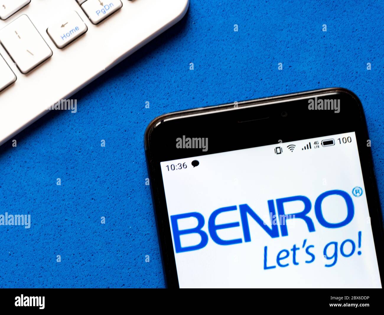 In this photo illustration Benro logo is seen displayed on a smartphone ...