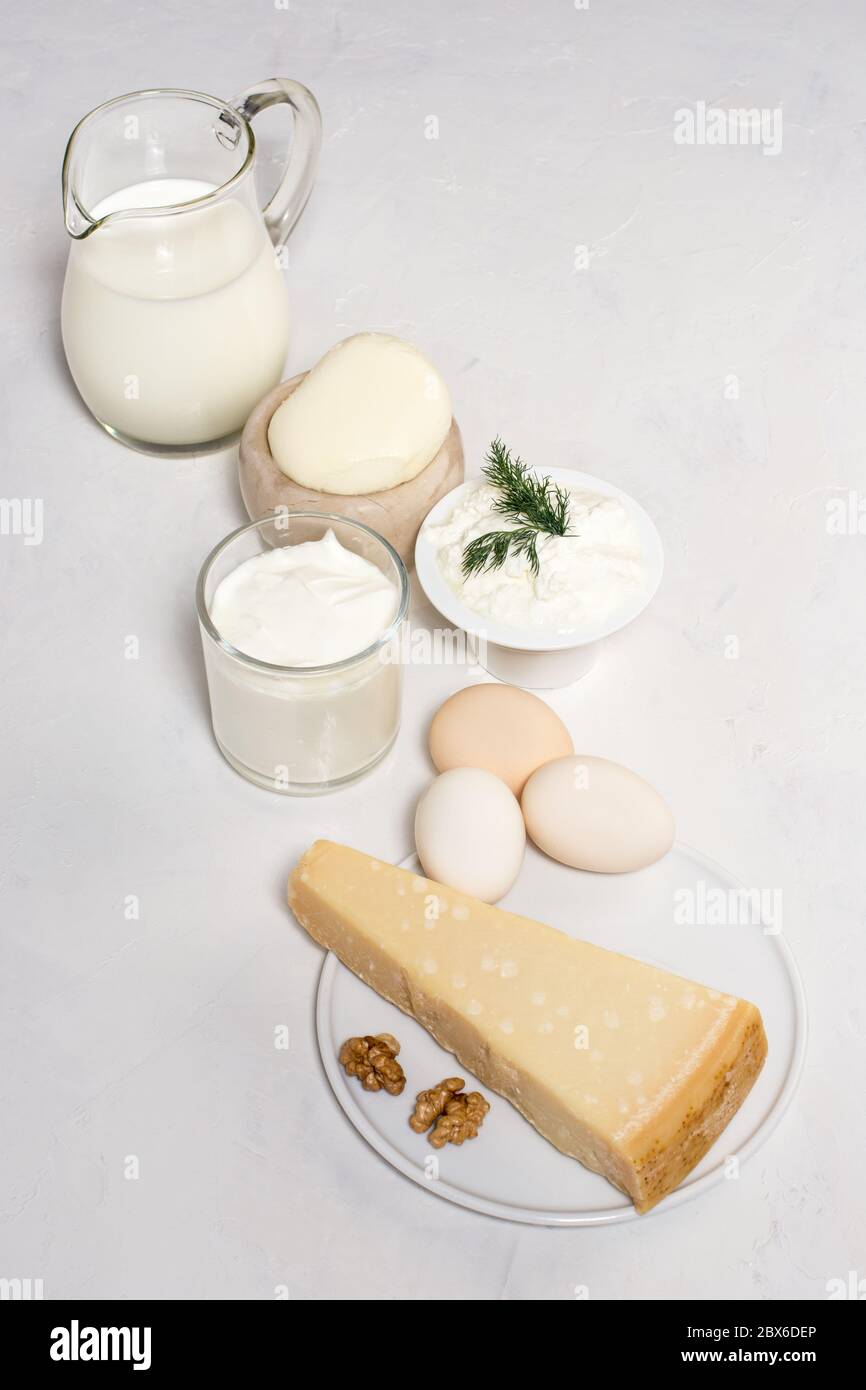 Dairy, cheese, parmesan and eggs Stock Photo - Alamy