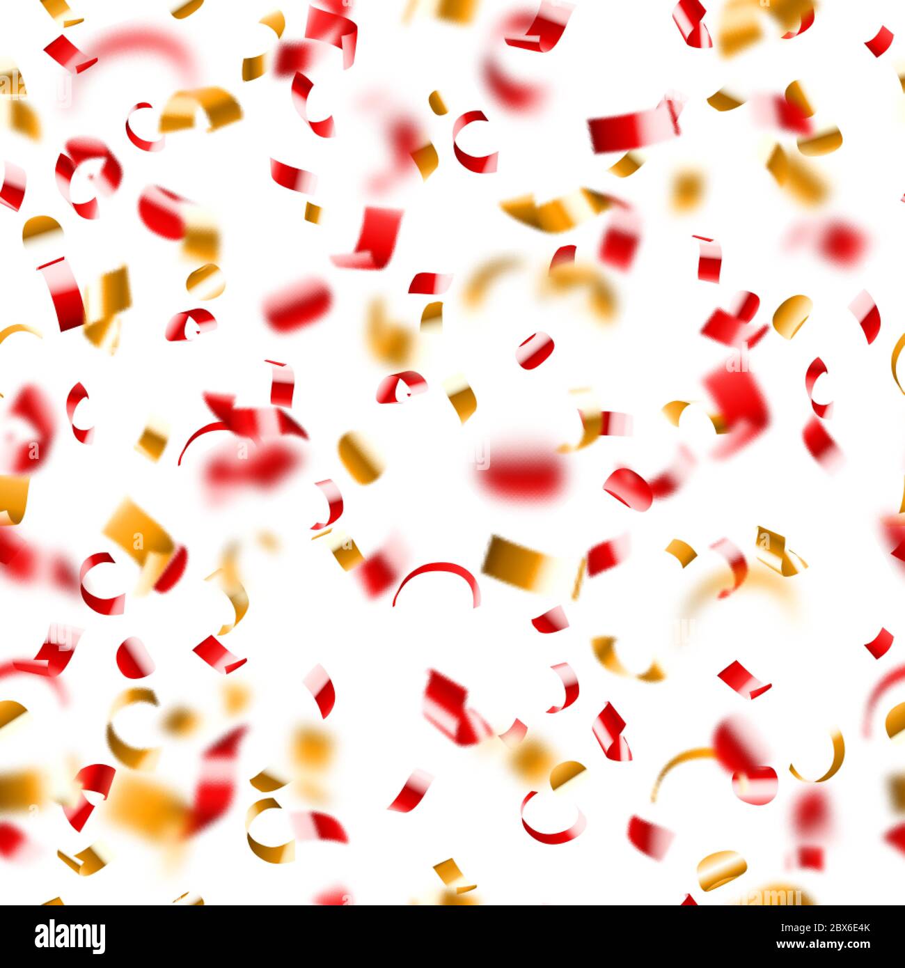 Abstract seamless pattern of flying shiny red and golden confetti and ...