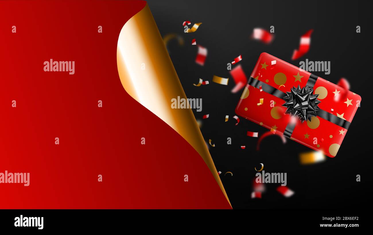 Black Friday sale banner. Golden curled paper corner and place for ...