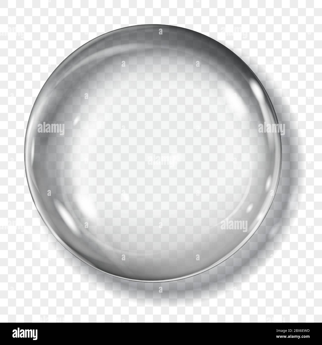 Big translucent gray sphere with glares and shadow on transparent ...