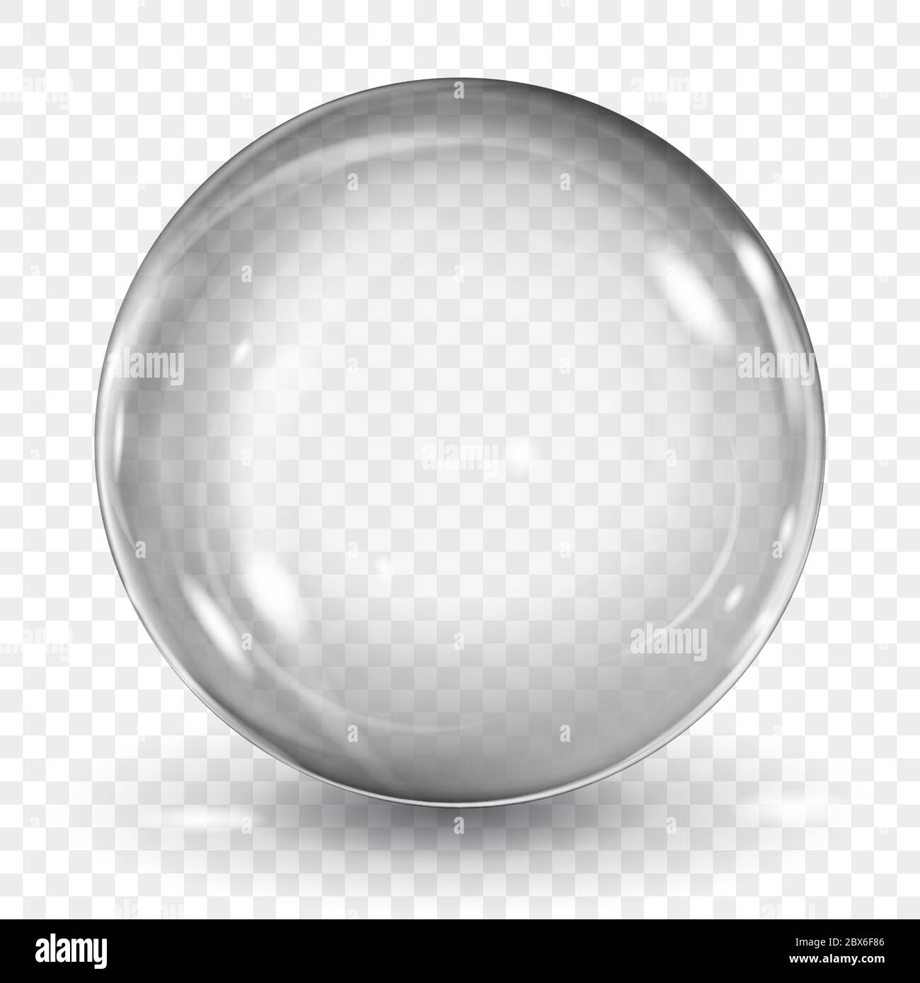 Big translucent gray sphere with glares and shadow on transparent ...