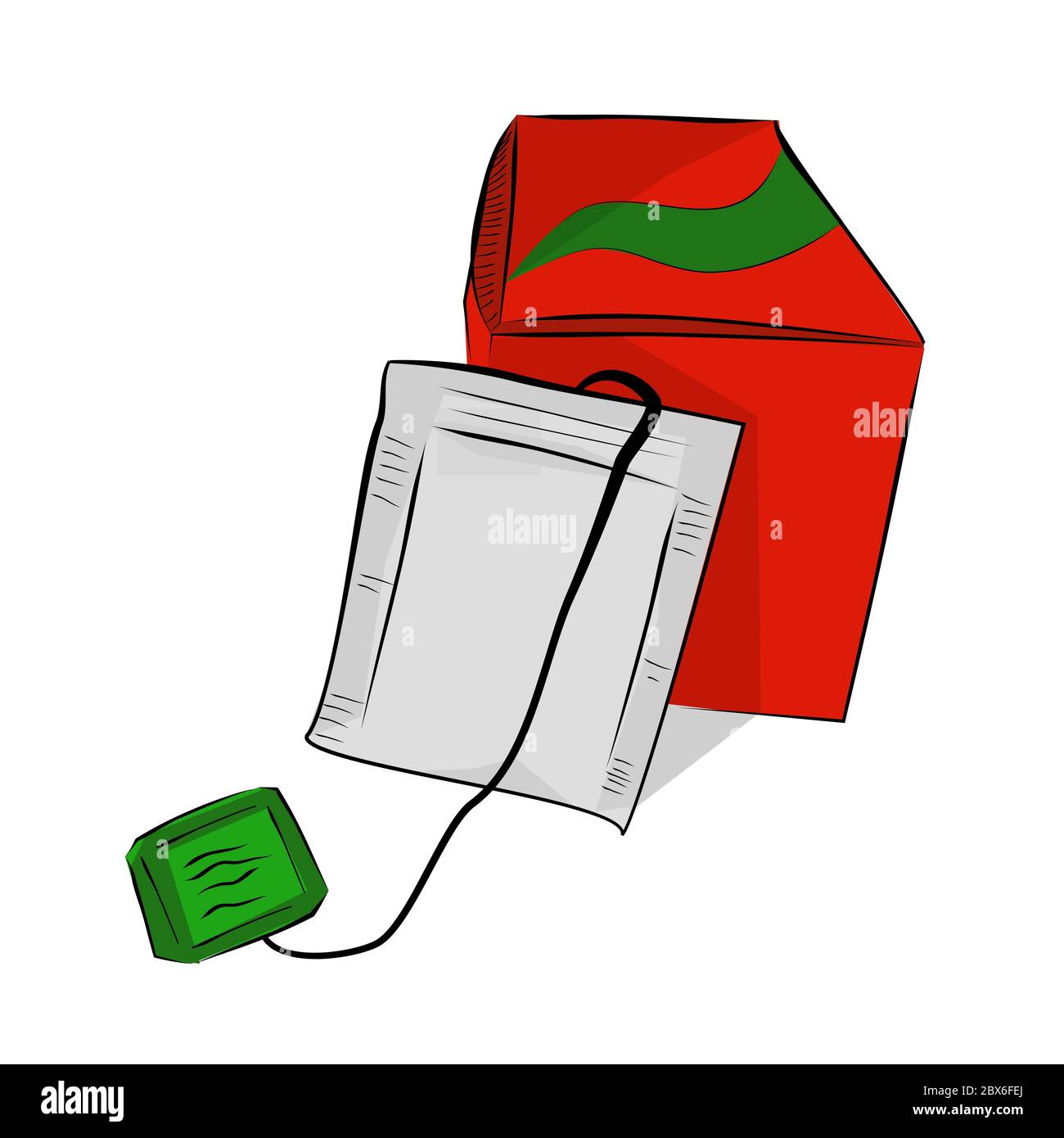 Vector Hand Draw Sketch, Mockup Blank Instant Tea Bag and Box, Isolated ...