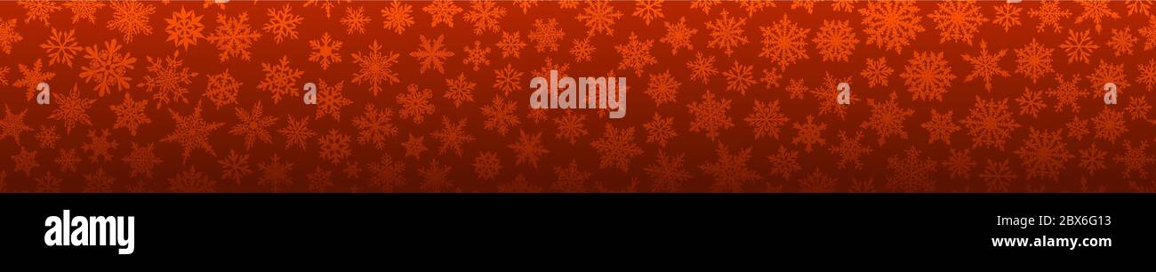Christmas banner of many complex small snowflakes in orange colors ...