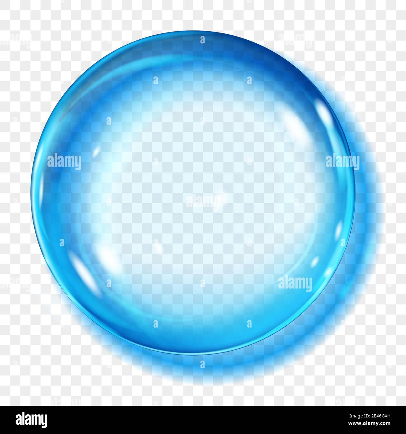 Big translucent light blue sphere with glares and shadow on transparent ...