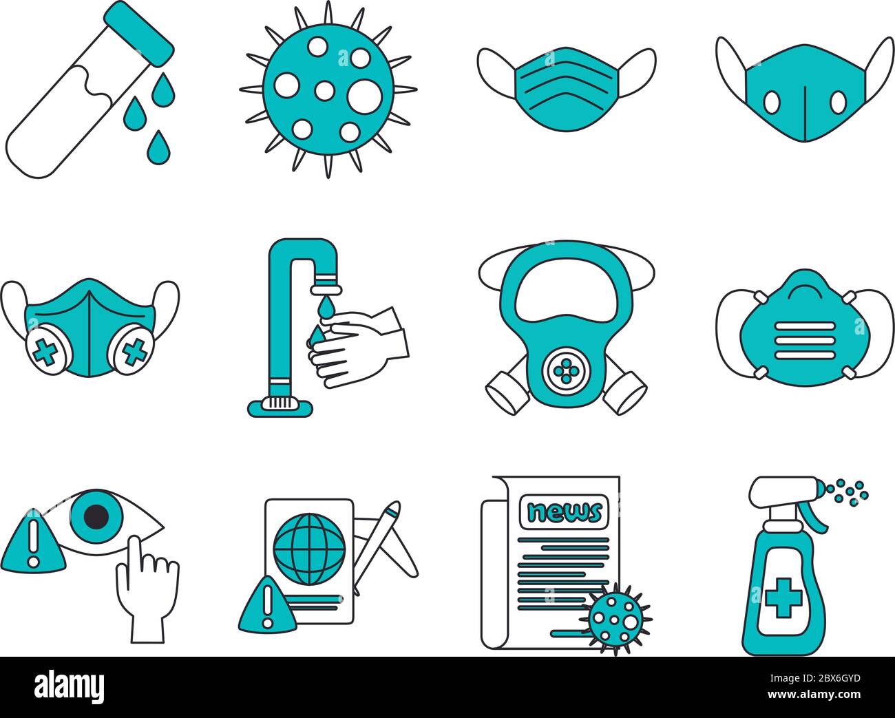 covid 19 coronavirus prevention spread outbreak disease pandemic icons ...