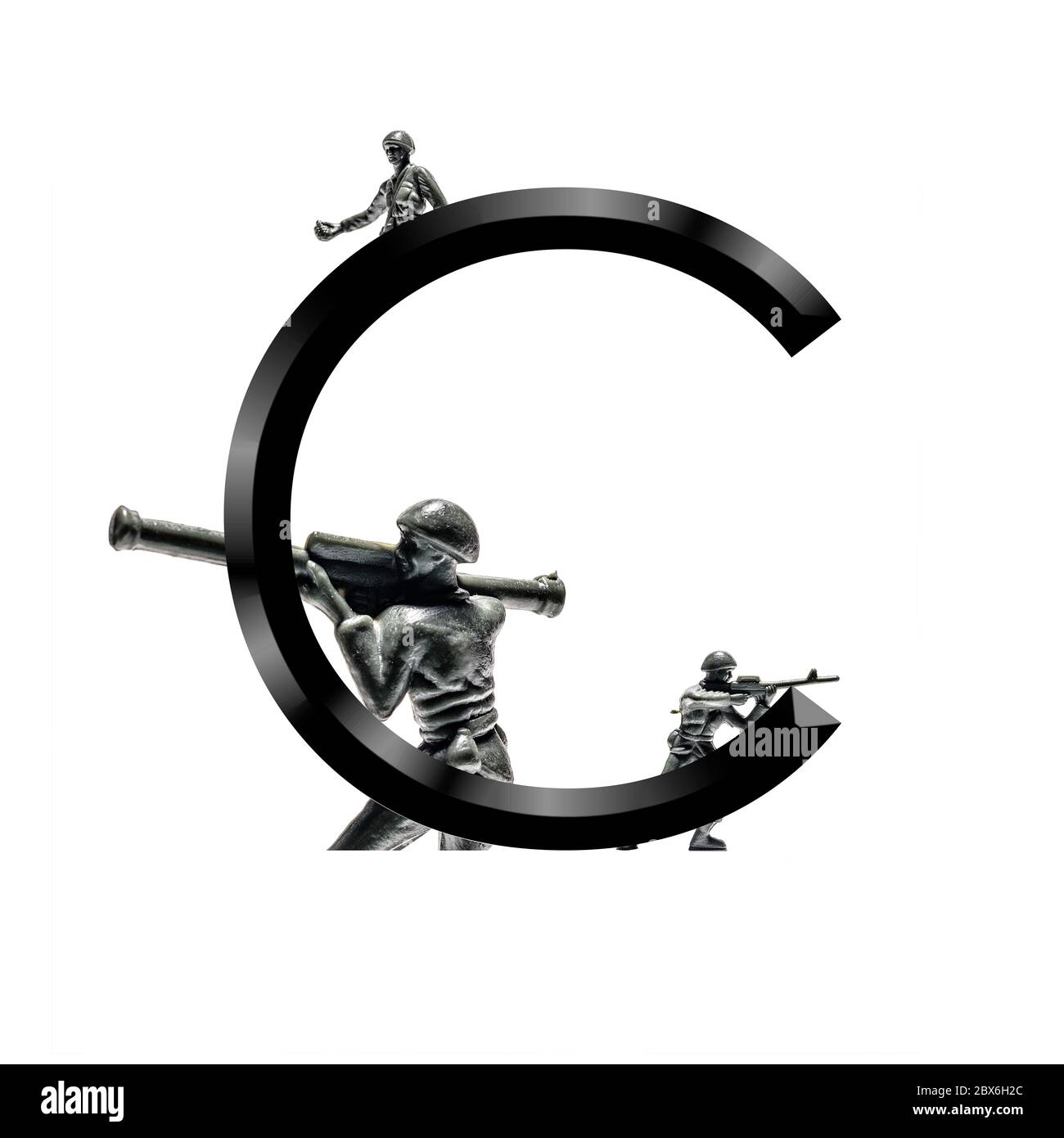 Alphabet C with soldier symbolising fight and war against something ...