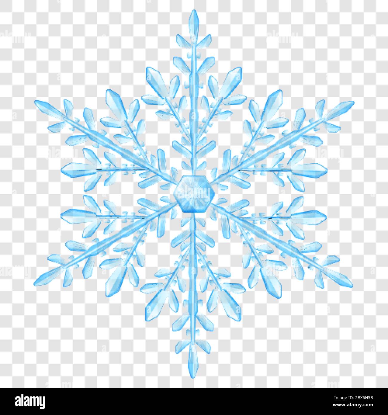 Big complex translucent Christmas snowflake in light blue colors for ...