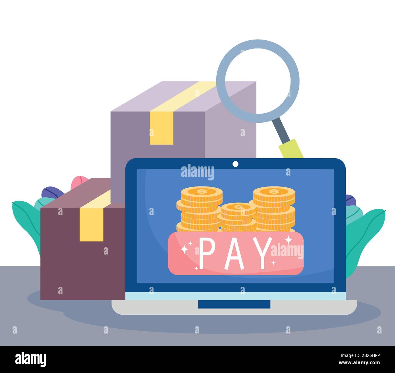 online payment, laptop coins money boxes order, ecommerce market ...