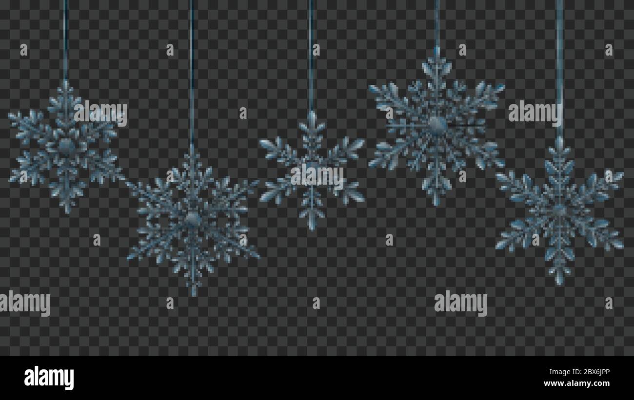 Christmas large complex translucent hanging snowflakes in light blue ...