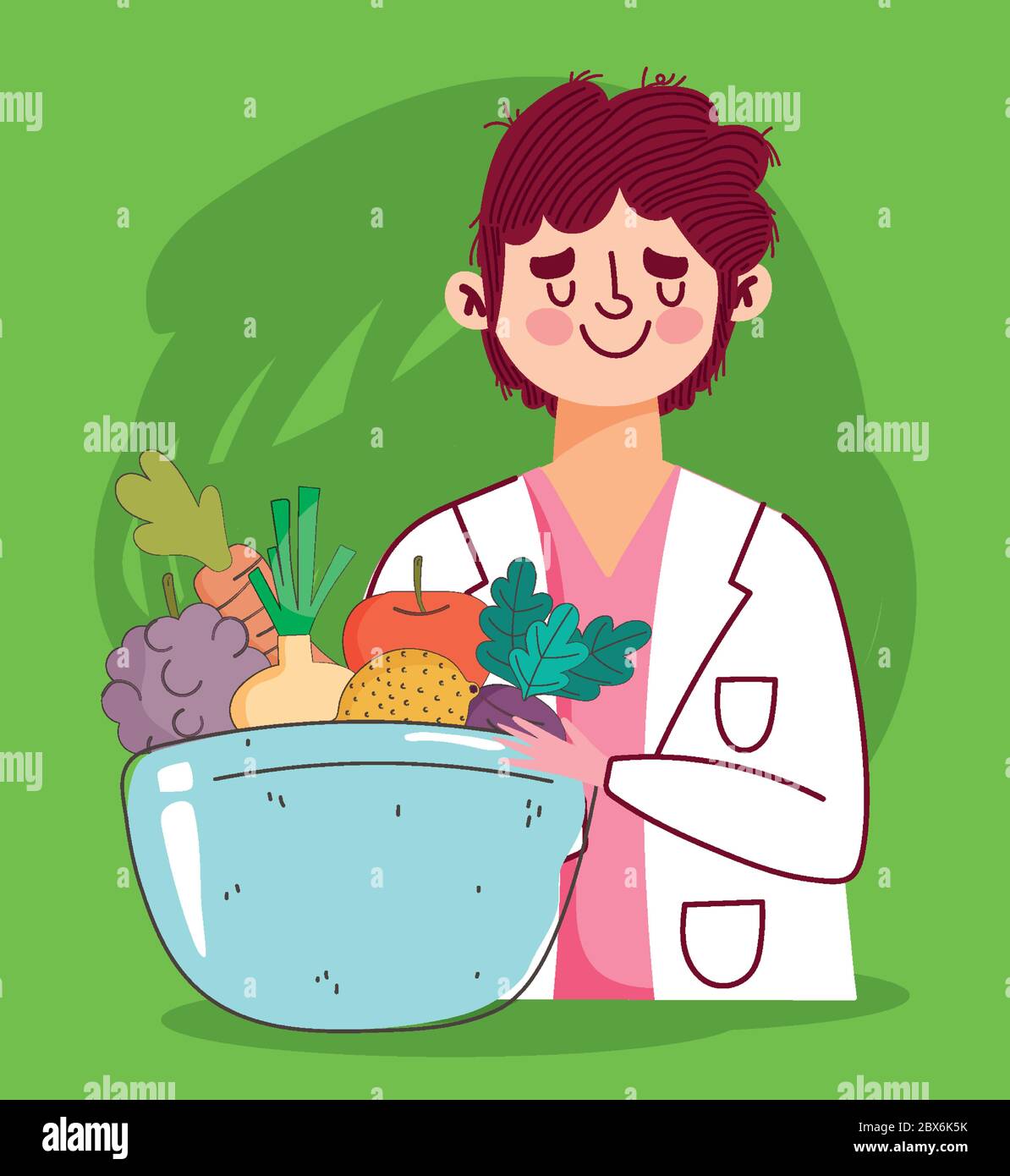 dietitian doctor with dish bowl with fruits and vegetables, fresh ...