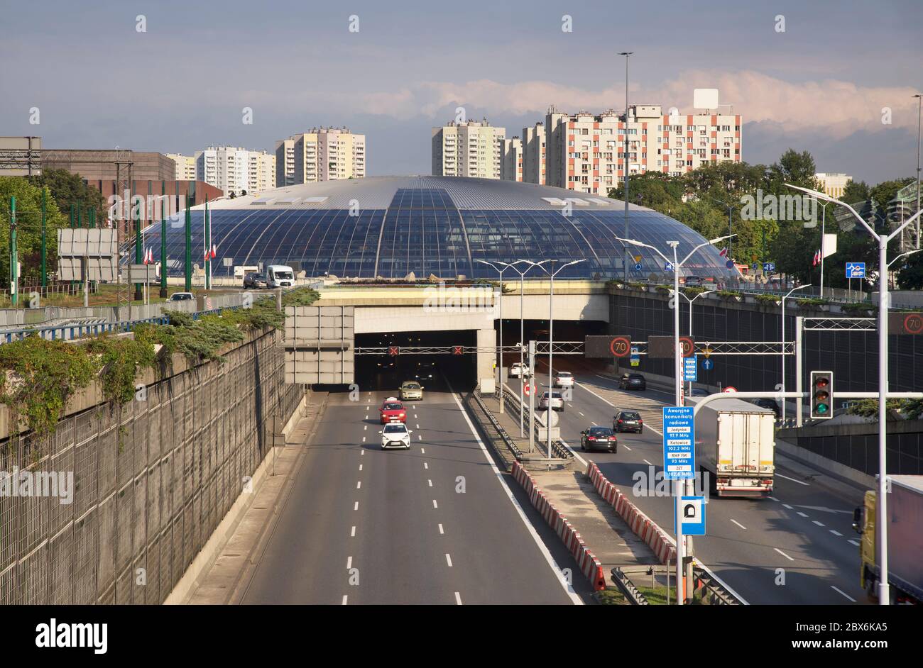 Chorzowska street and Rondo of General Zietek in Katowice. Poland Stock ...