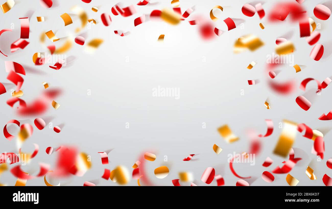 Abstract background of flying shiny confetti and pieces of serpentine ...