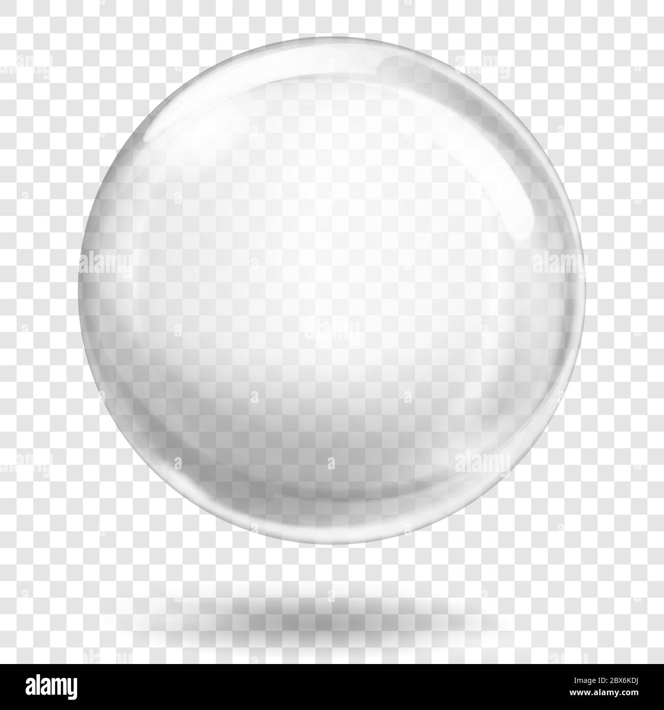 Big translucent white sphere with glares and shadow on transparent ...