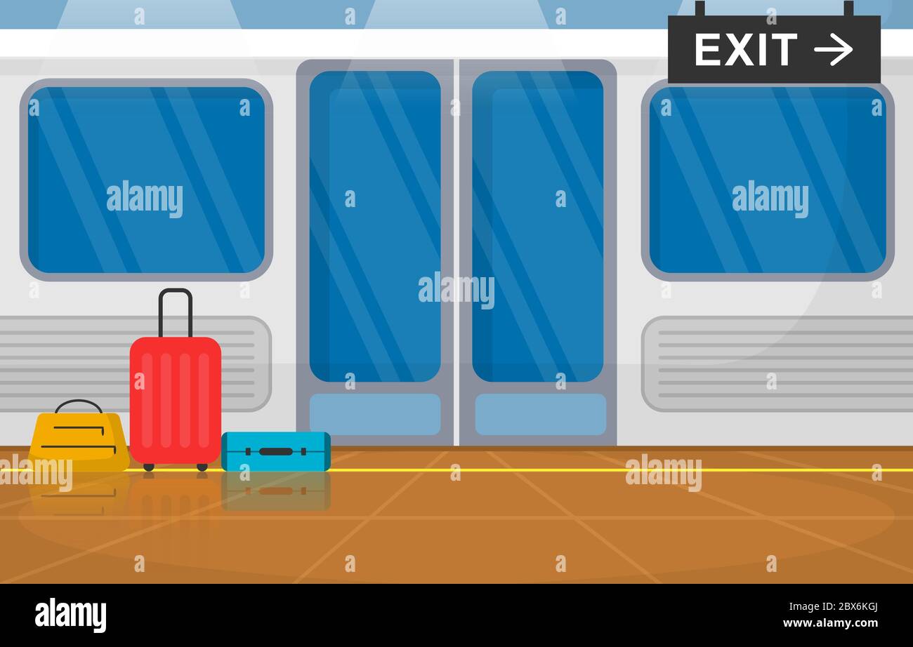 Railway Public Transport Commuter Metro Train Door Flat Illustration ... Railway Public Transport Commuter Metro Train Door Flat Illustration ...