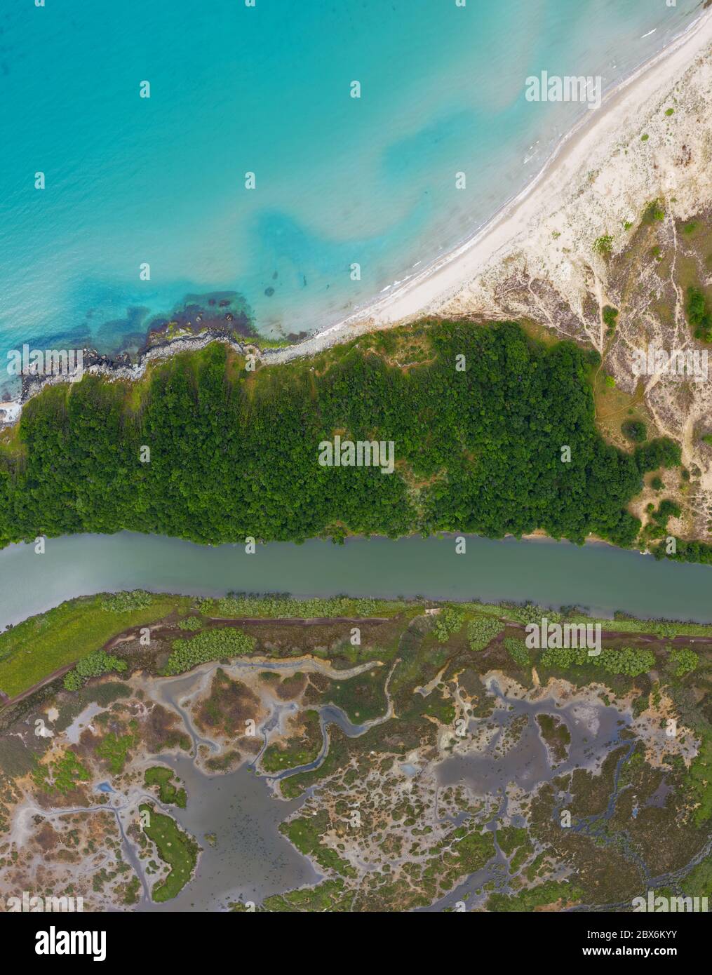 Aerial view of a river around the sea coast Stock Photo - Alamy