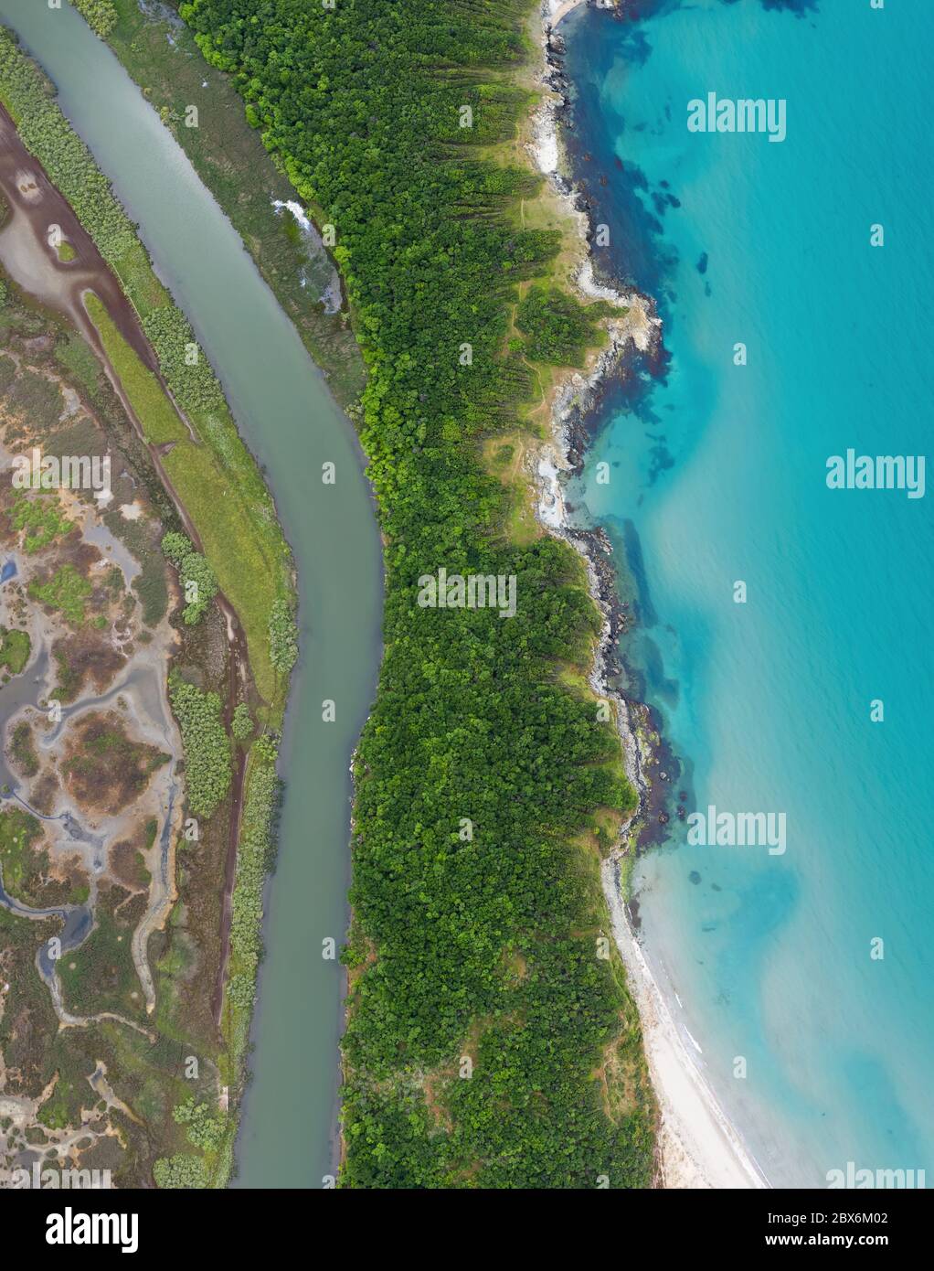 Aerial view of a river around the sea coast Stock Photo - Alamy