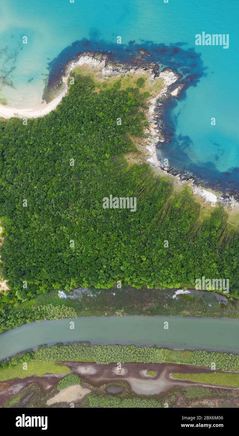 Aerial view of a river around the sea coast Stock Photo - Alamy