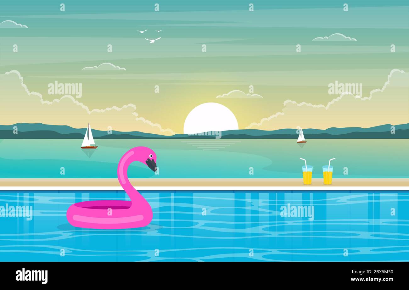 Luxury ocean view pool Stock Vector Images - Alamy