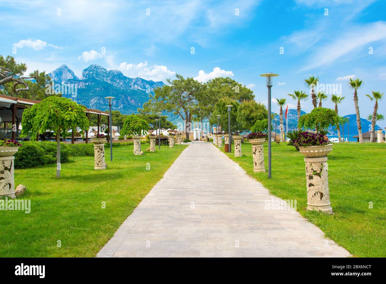 Antalya, Turkey - 12 May 2018: Luxury hotel on the Mediterranean coast ...