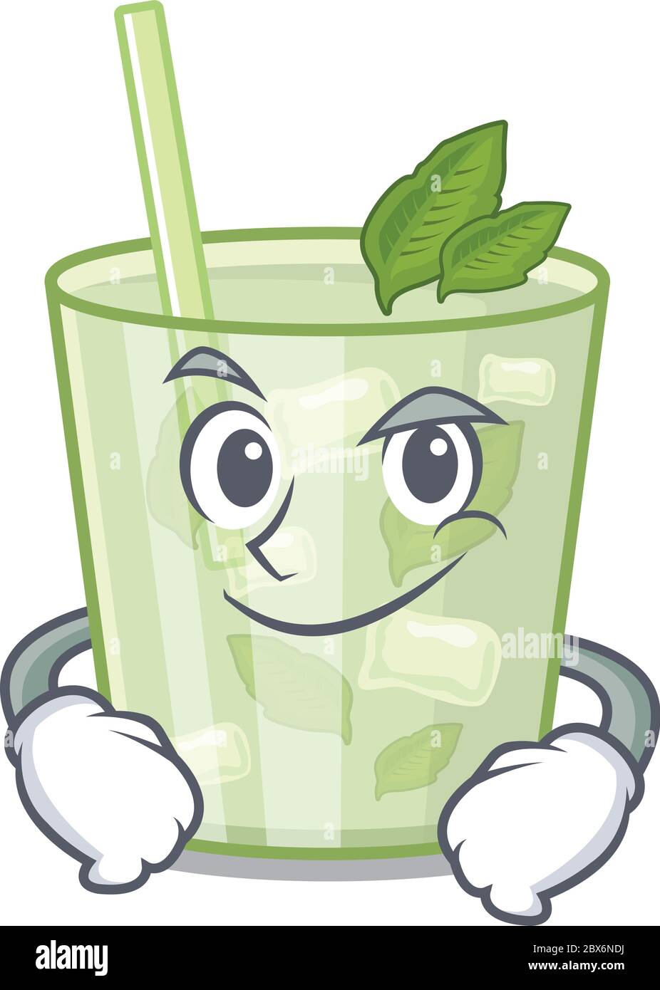 A cute arrogant caricature design of mojito lemon cocktail having ...