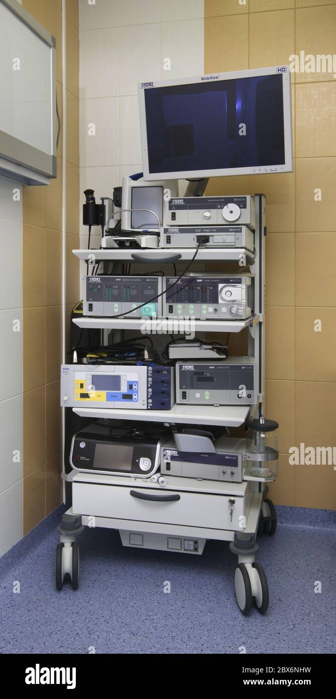 Equipment of operating room at hospital in Moscow. Russian federation ...
