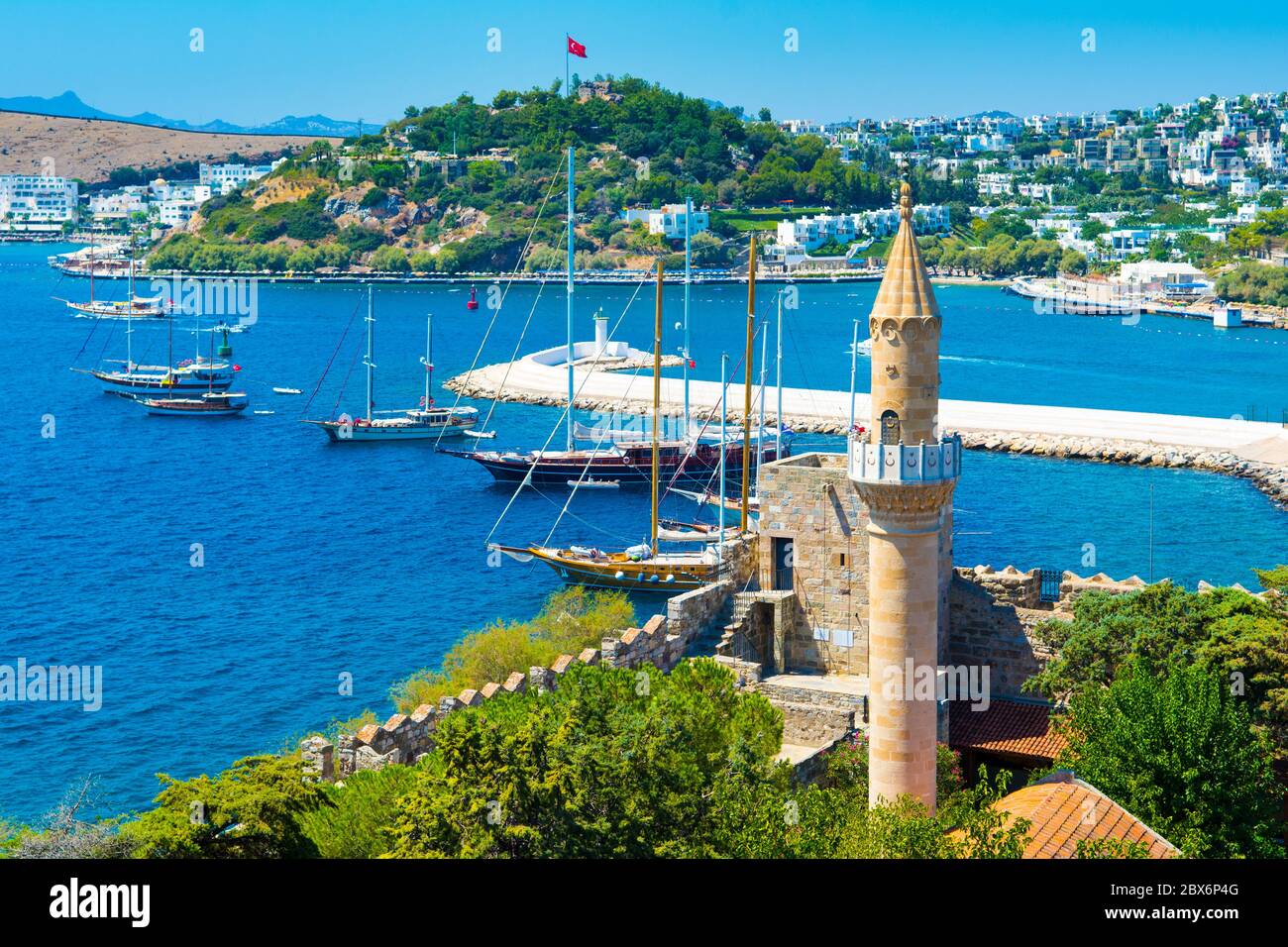 Bodrum, Turkey - 01 September 2017: Beautiful Mediterranean landscape ...