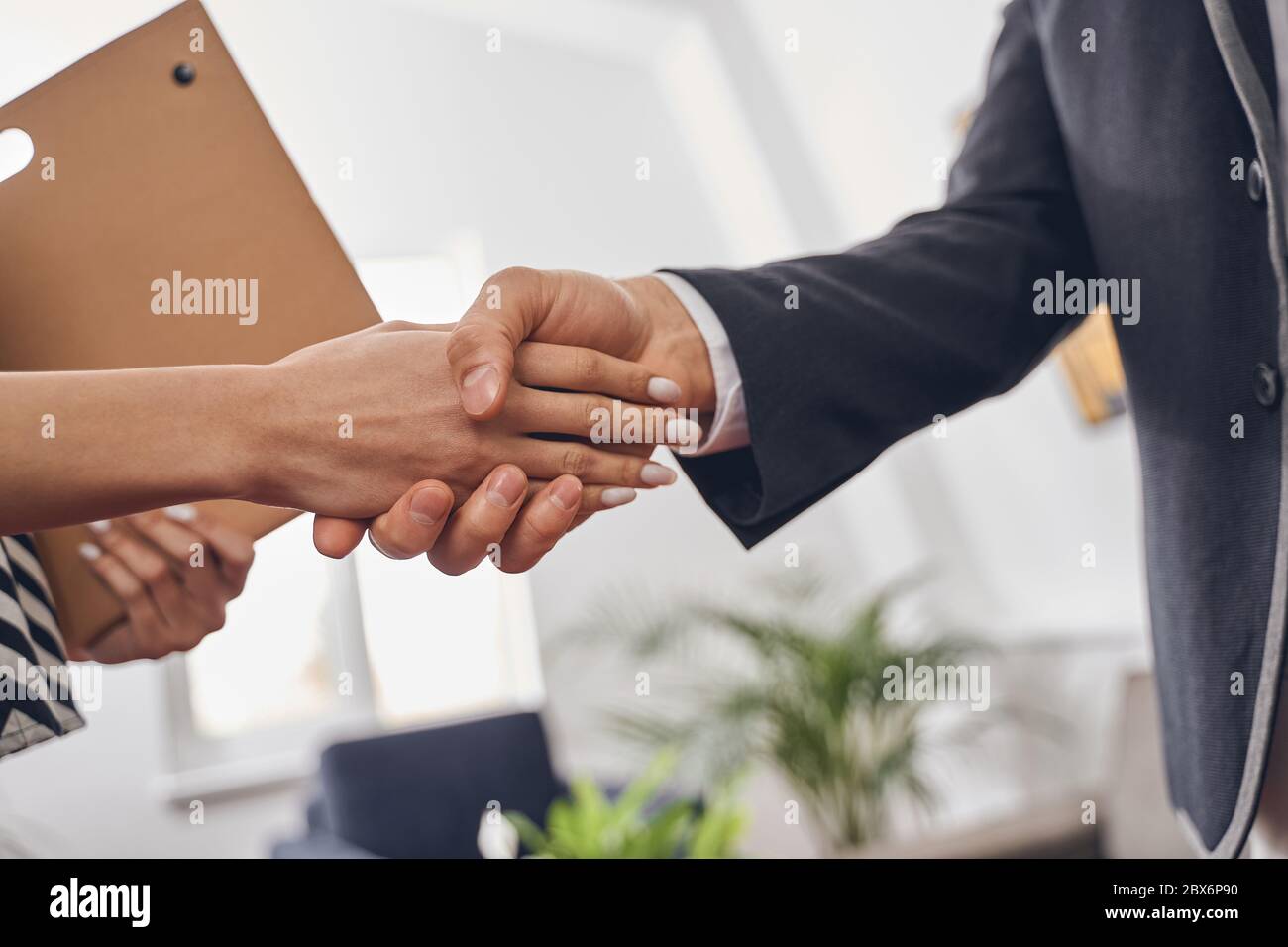 Male entrepreneur and his colleague greeting one another Stock Photo ...