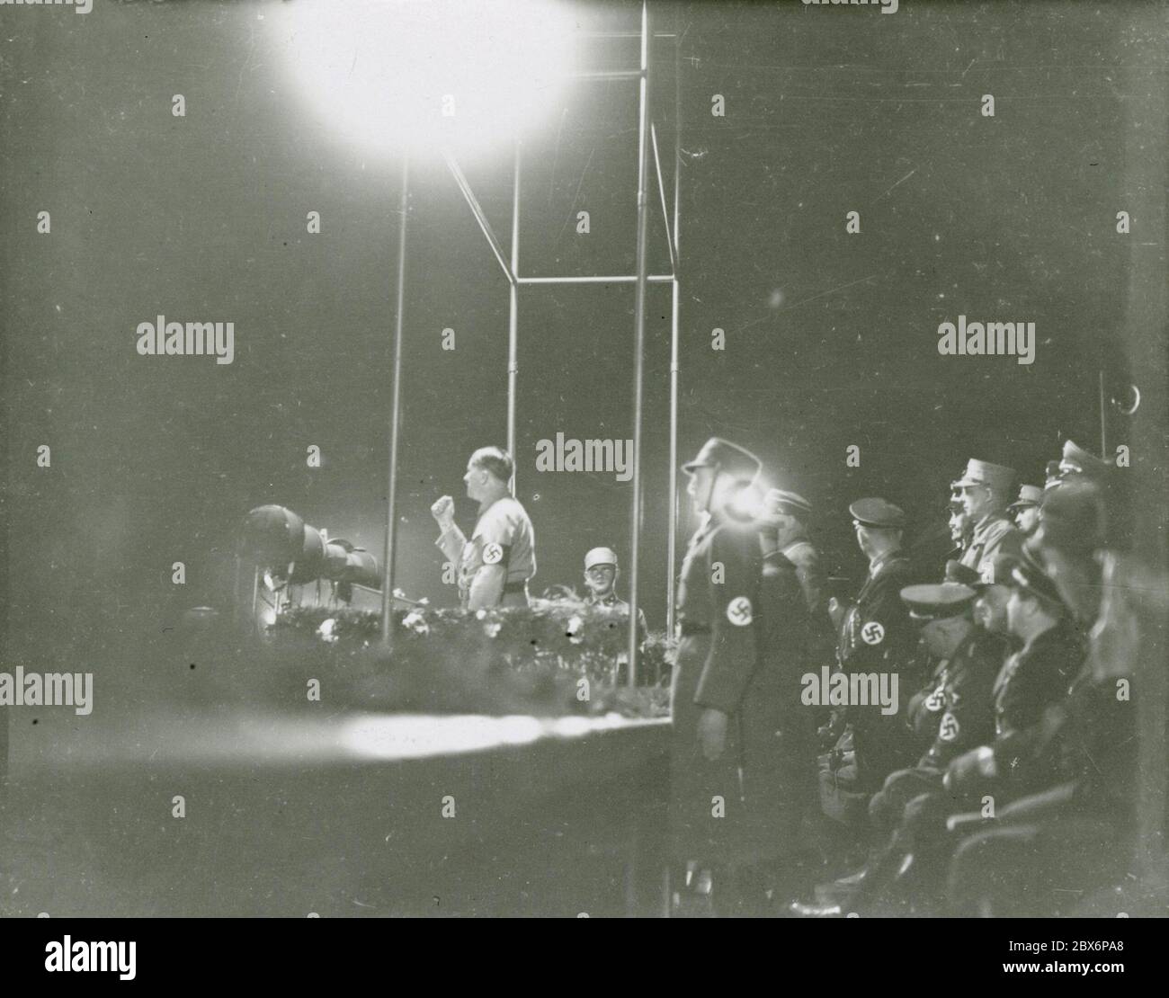 Night rally on May 1st Tempelhof - Hitler speaks. Heinrich Hoffmann ...