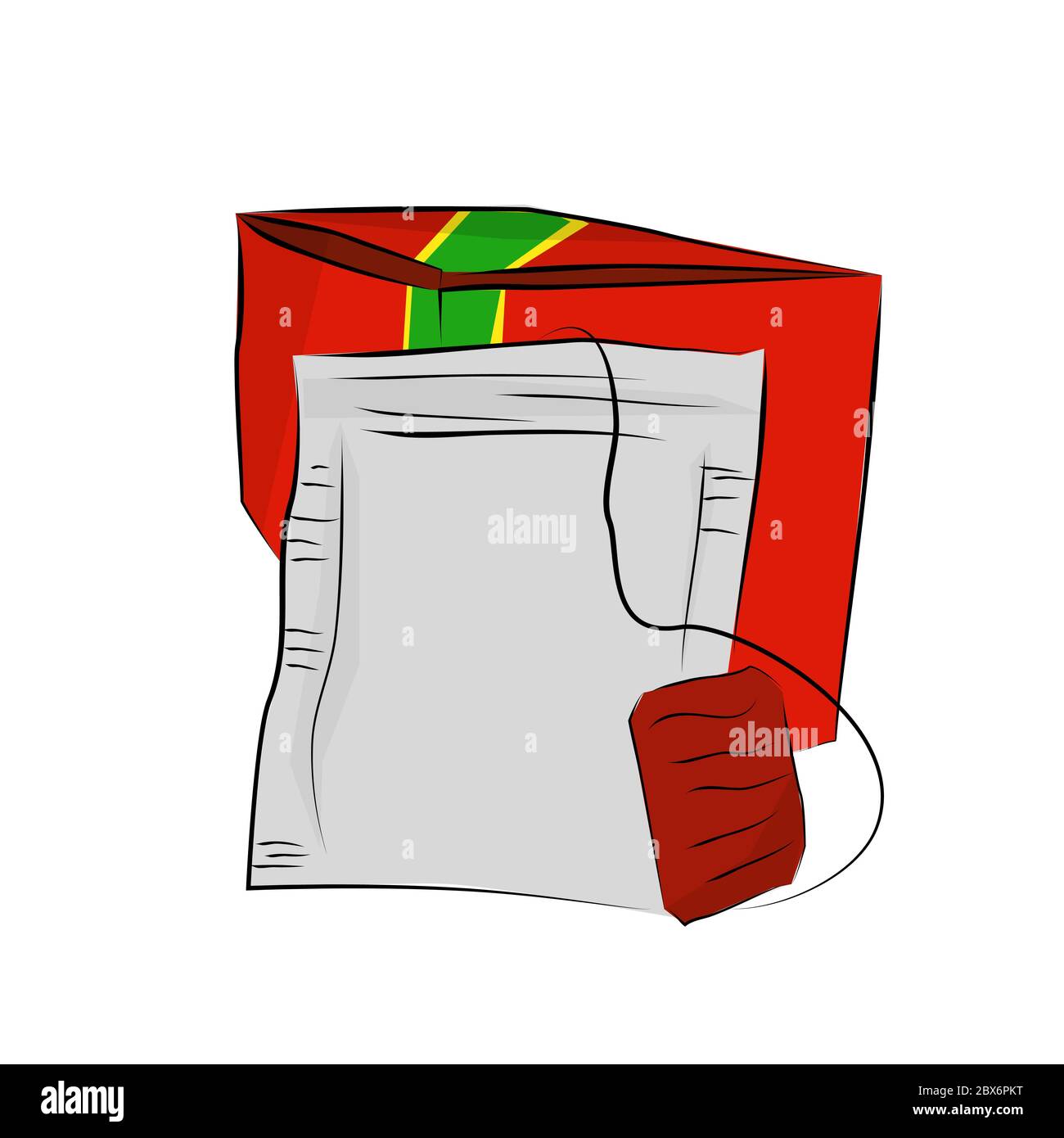 Vector Hand Draw Sketch, Mockup Blank Instant Tea Bag and Box, Isolated ...