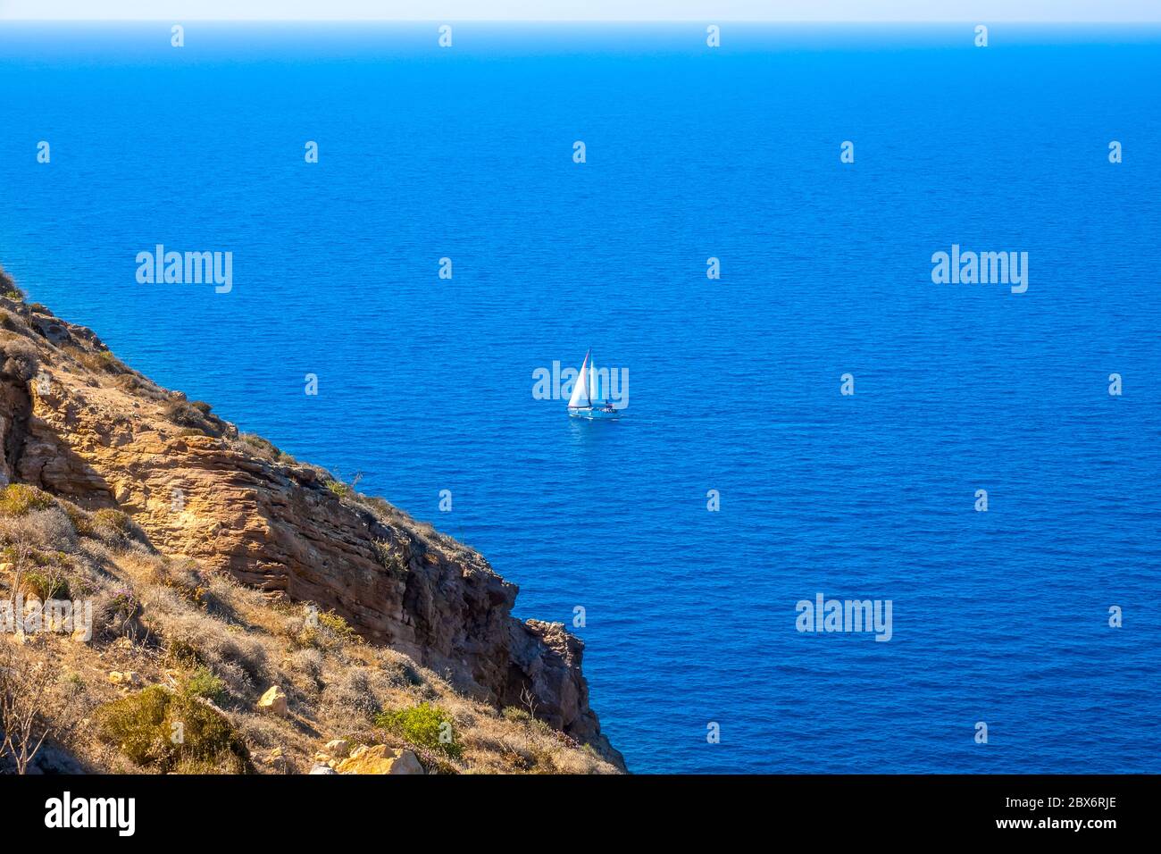 Aerial lonely sailing ship in hi-res stock photography and images - Alamy