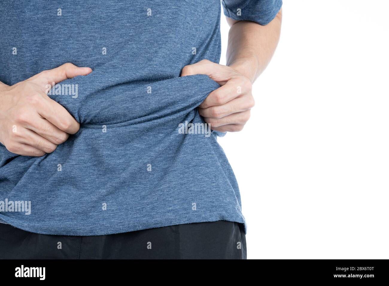 Fat man holding excessive fat belly, overweight fatty belly isolated on ...