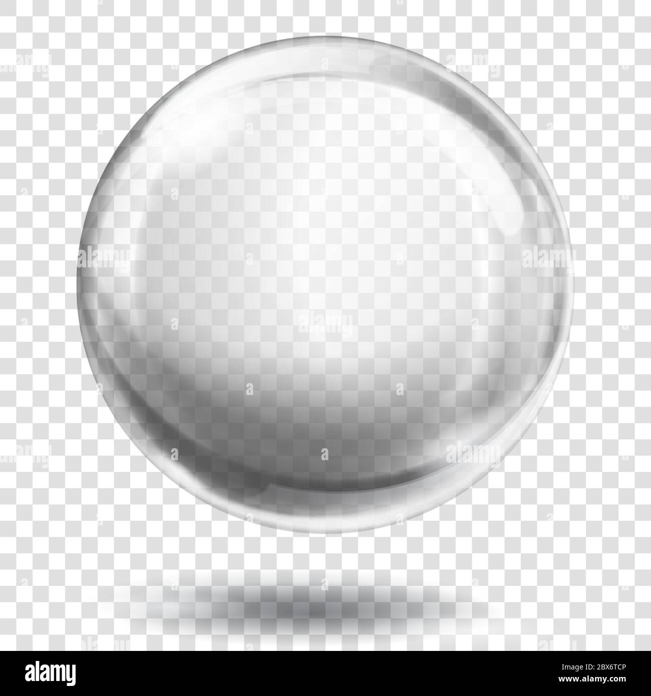 Big translucent gray sphere with glares and shadow on transparent ...