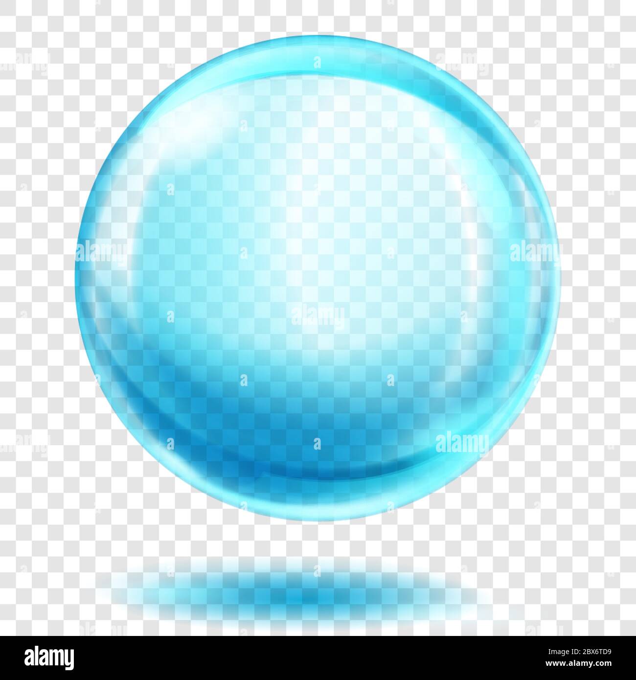 Big translucent light blue sphere with glares and shadow on transparent ...
