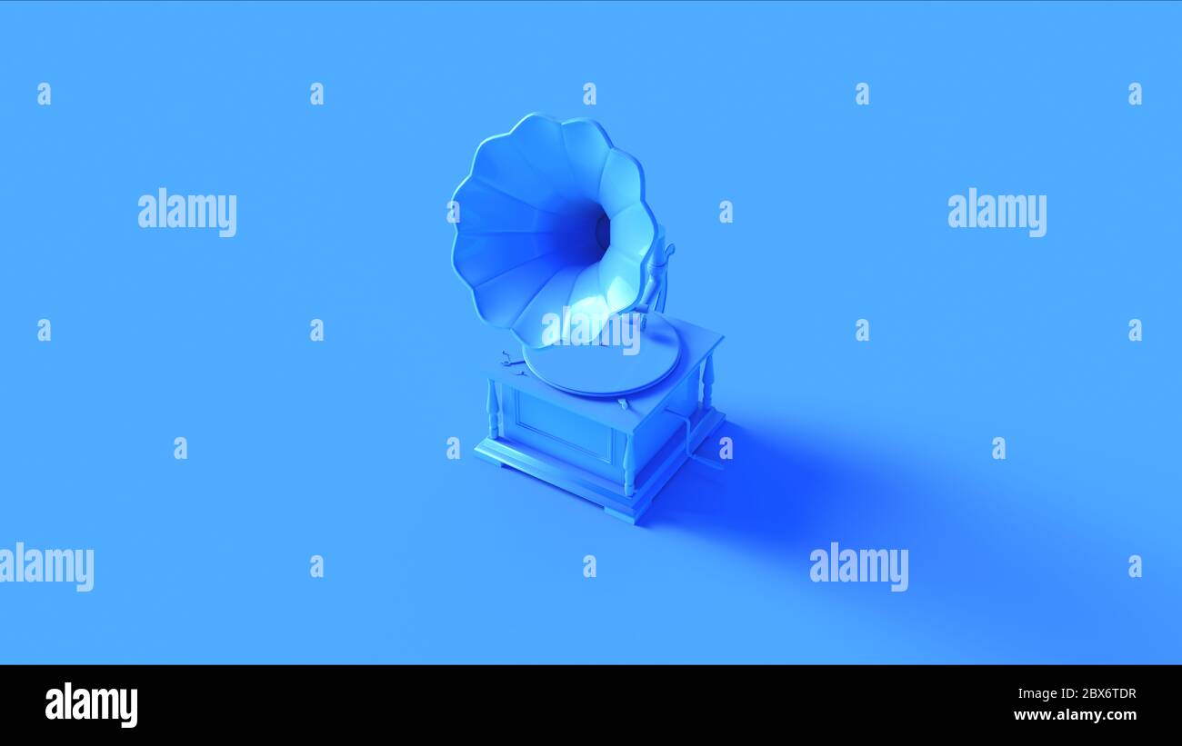 Blue Vintage Gramophone 3d illustration 3d render Stock Photo - Alamy