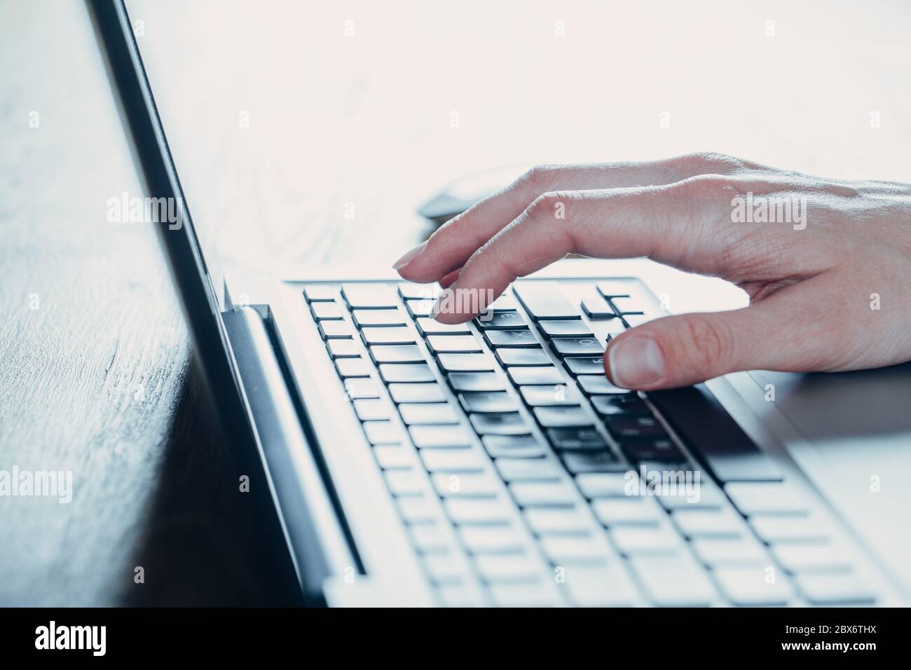 hands of women who use laptop keyboard Concept of email delivery and ...