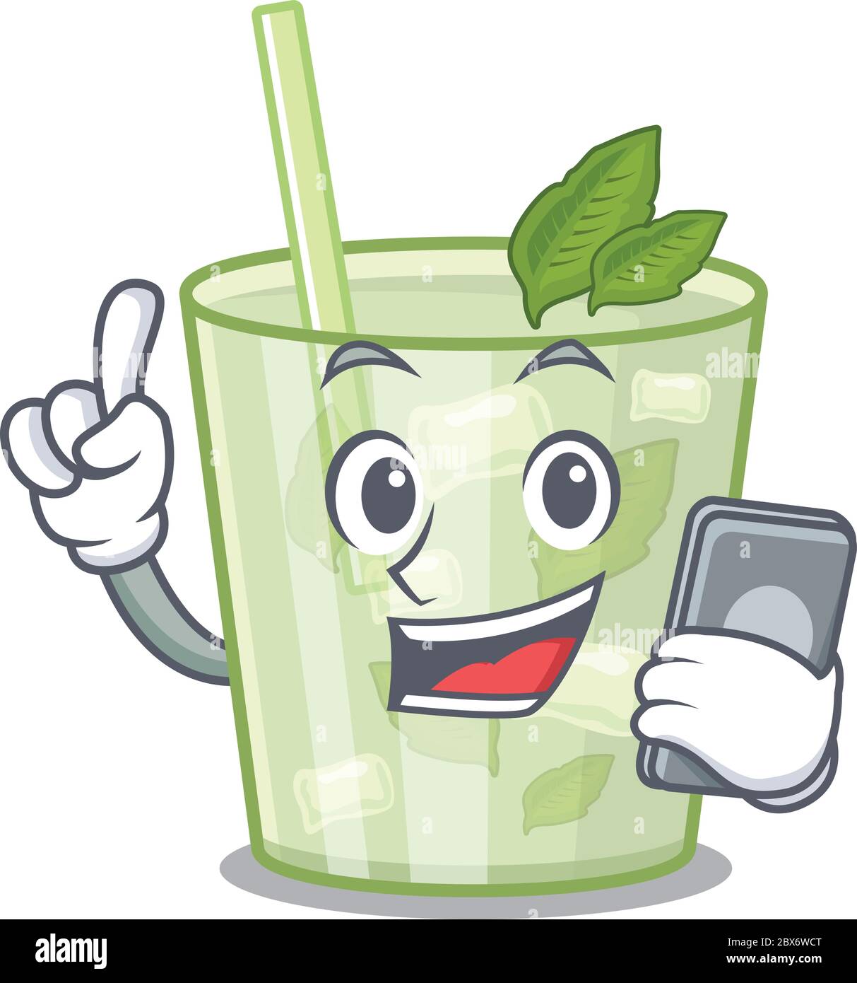 Mojito lemon cocktail caricature character speaking with friends on ...
