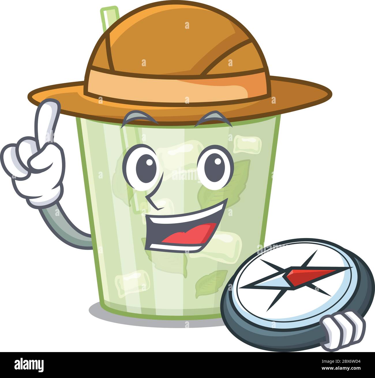 mascot design concept of mojito lemon cocktail explorer using a compass ...