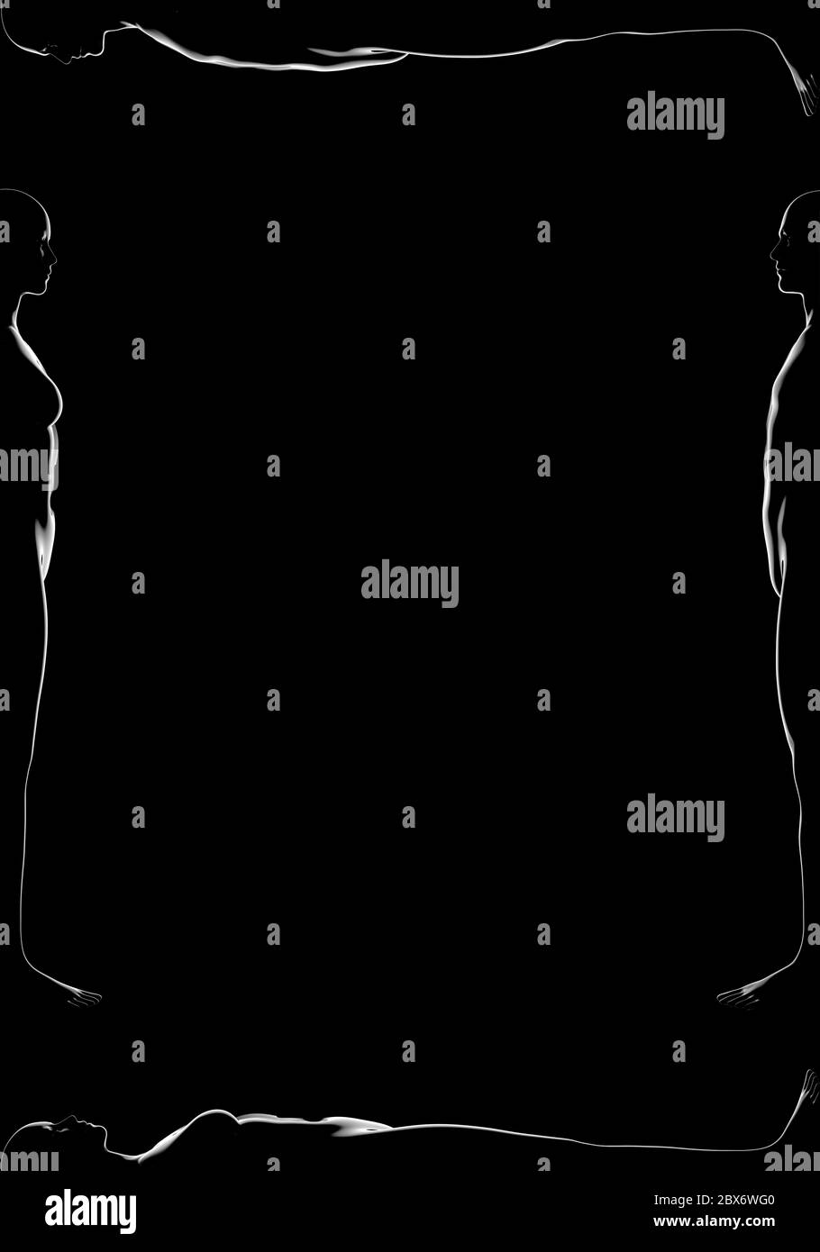 3d human shapes in a row .Man and woman shapes. 3d rendering . 3d ...