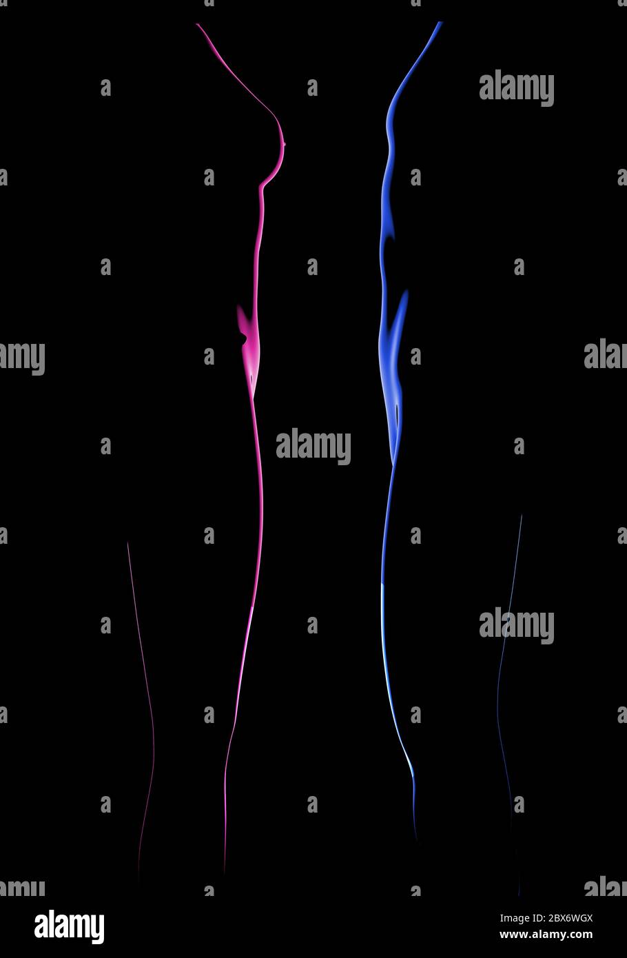 3d human shapes in a row .Man and woman shapes. 3d rendering . 3d ...